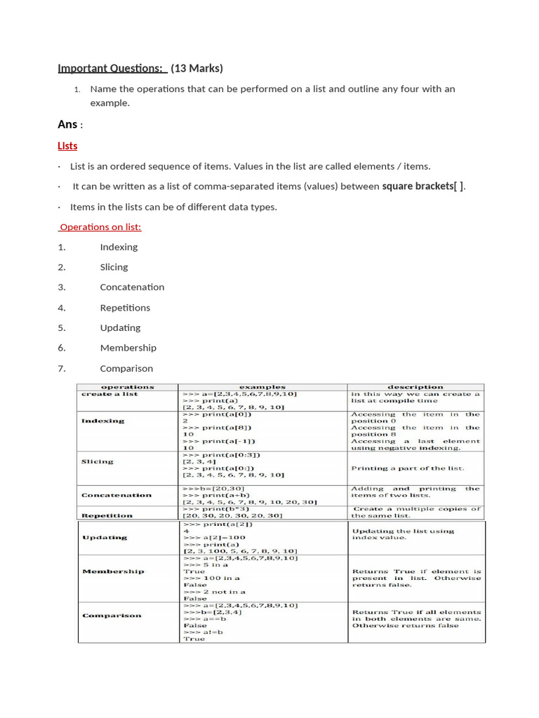 Important Questions | PDF