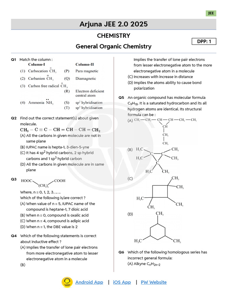 General_Organic_Chemistry_DPP_01_of_lec_02_Arjuna_JEE_2_0_2025 | PDF | Molecules | Chemical ...