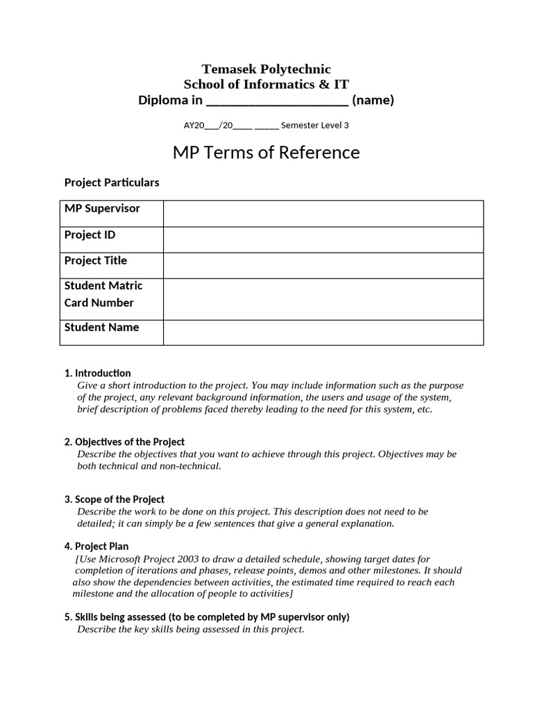 IIT MP TOR N ProjectPlan Template V1 | PDF