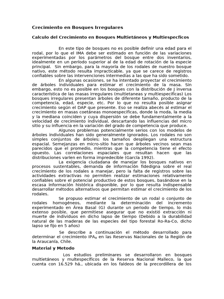 Crecimiento en Bosques Irregulares | PDF | Los bosques | Arboles