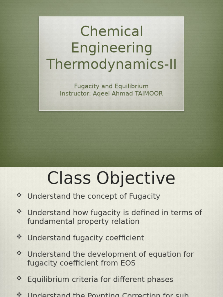 Fugacity and Equilibrium | PDF | Chemical Equilibrium | Applied And Interdisciplinary Physics