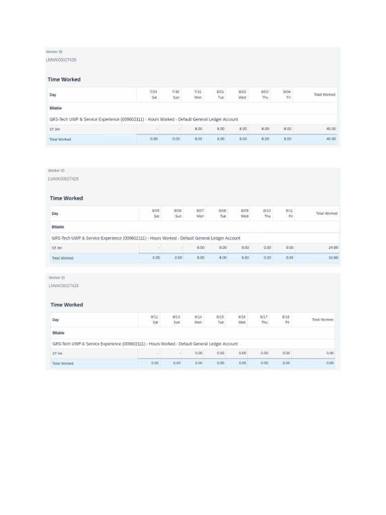 August Timesheet | PDF