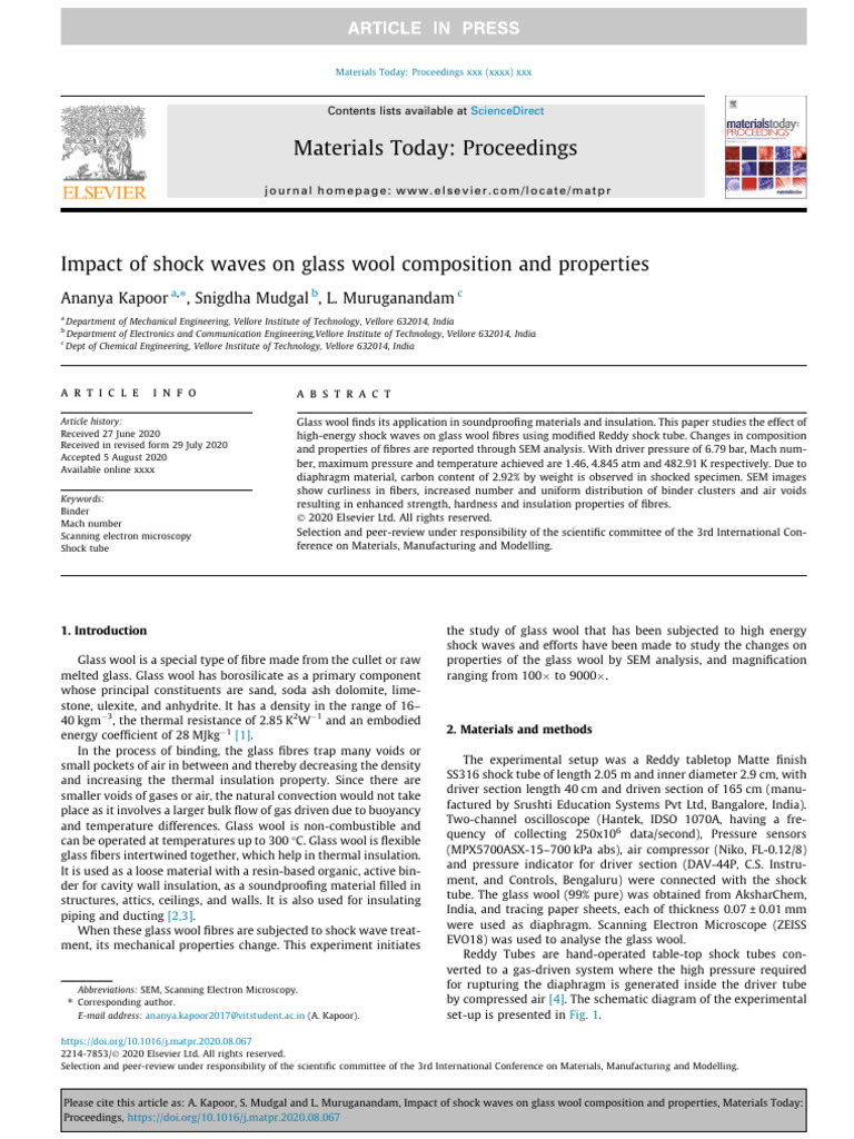 Impact of Shock Waves On Glass Wool Composition and Properties | PDF ...