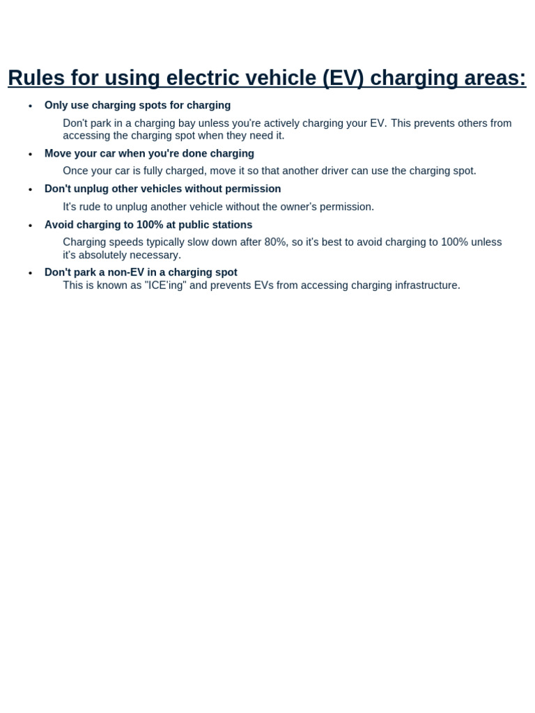 Rules for Using Electric Vehicle | PDF