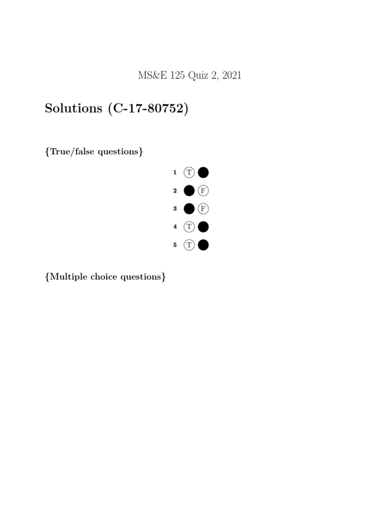 2021 Quiz2 Solution | PDF