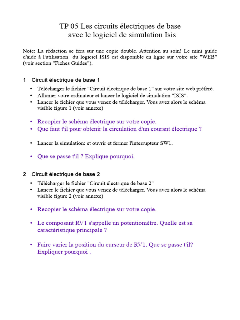 Simulation de Circuits Électriques avec Isis | PDF | Interrupteur ...