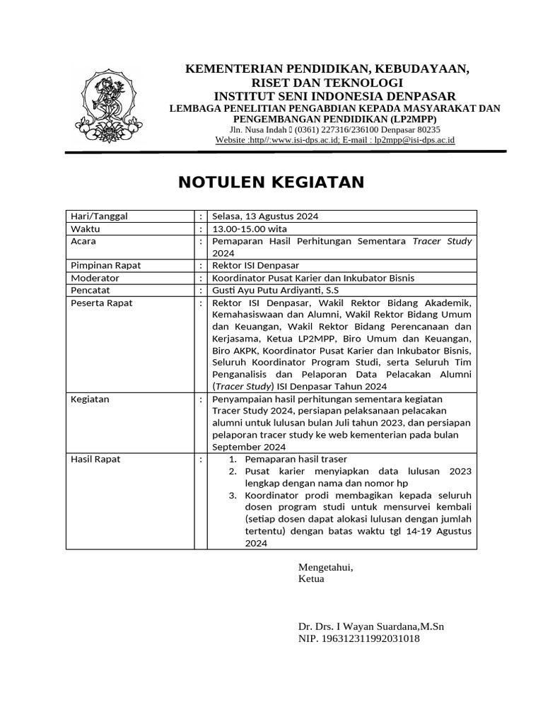 Notulen Rapat[1] | PDF