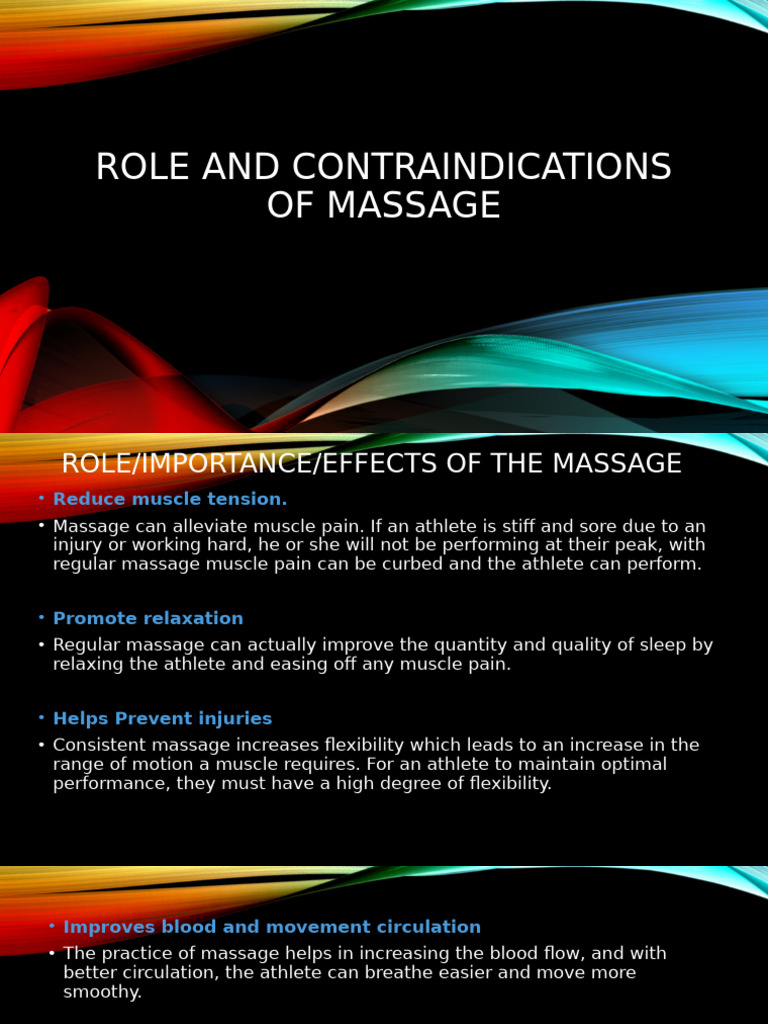 6role and Contraindications of Massage | PDF | Vasodilation | Massage