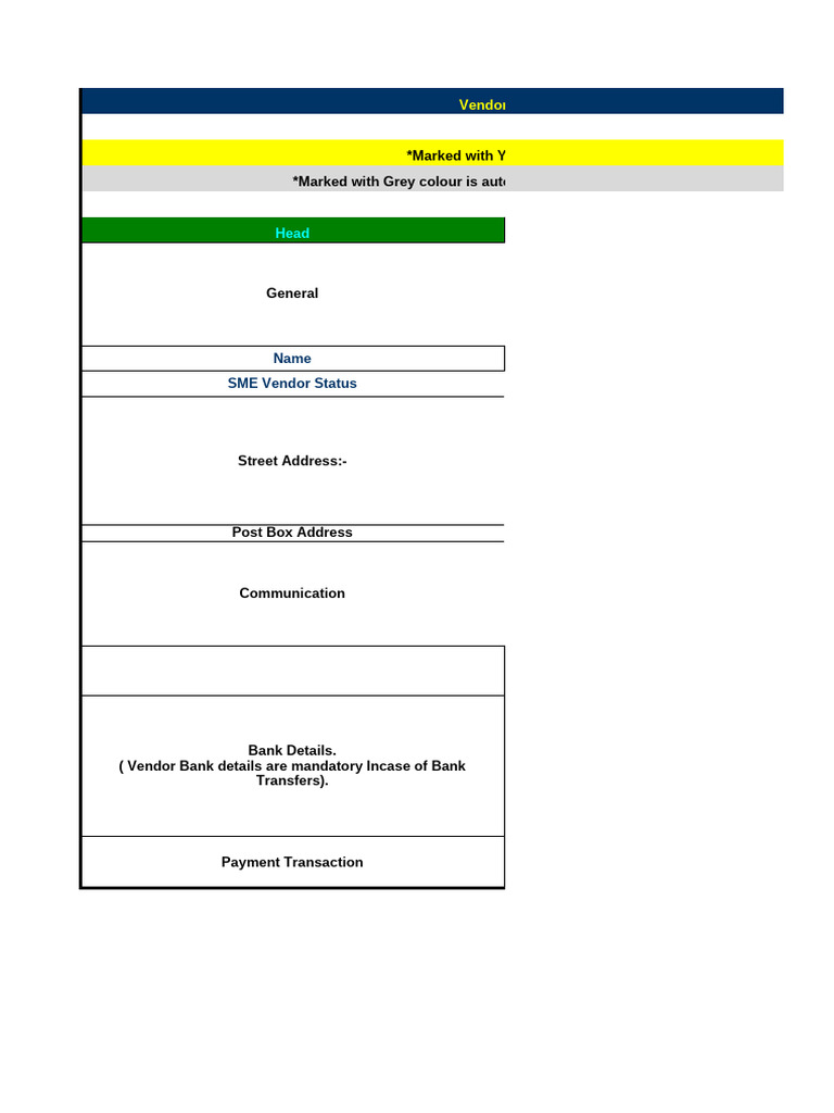 Vendor Creation Request Template | PDF