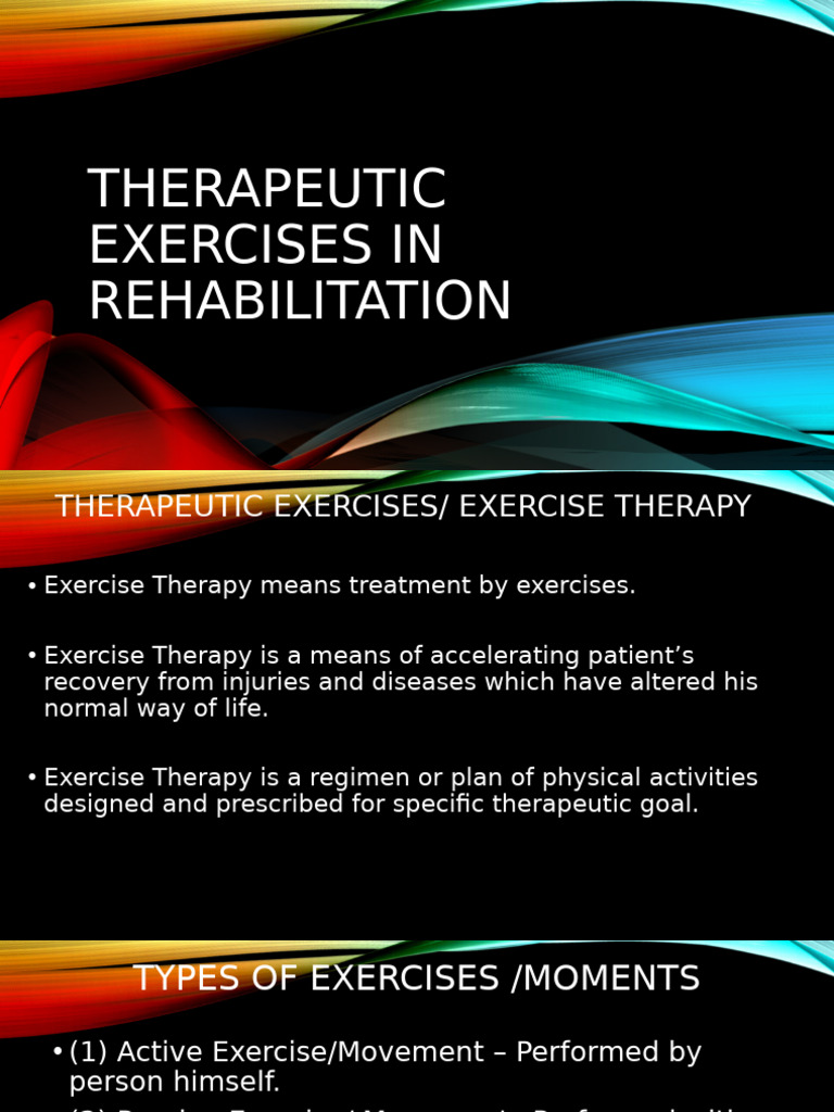 Therapeutic Exercises for Rehabilitation | PDF | Physical Therapy ...