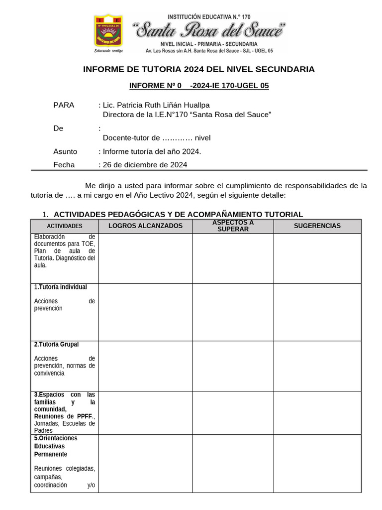 INFORME DE TUTORIA 2024 (1) | PDF