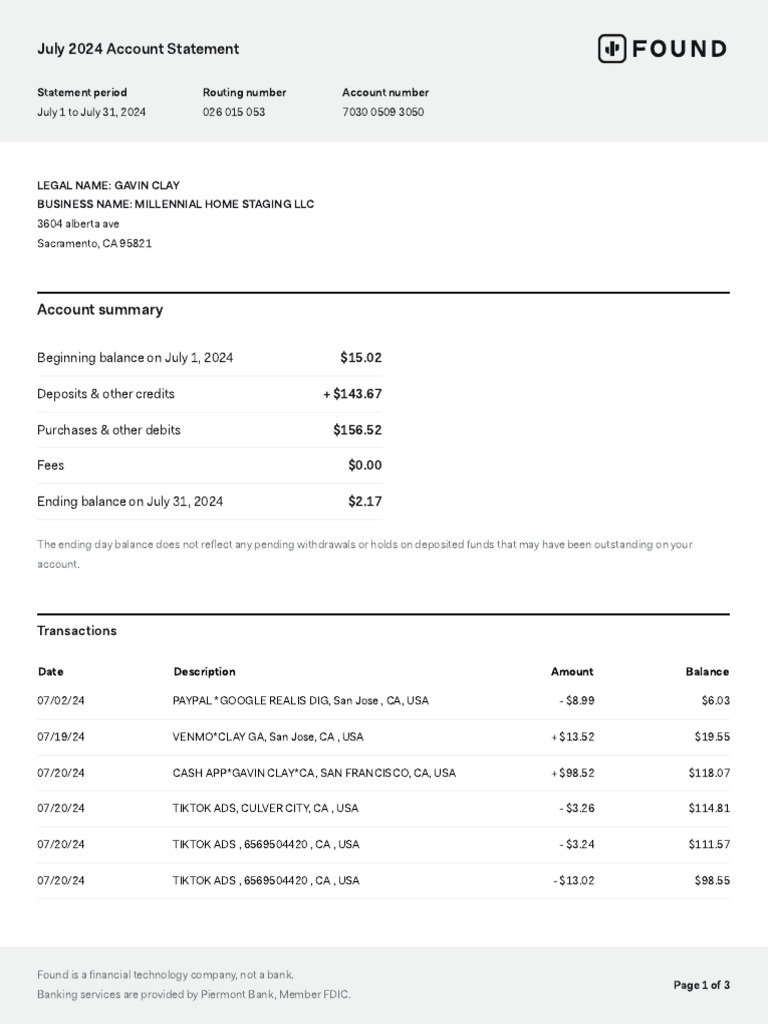 bank_statement | PDF | Banks | Payments