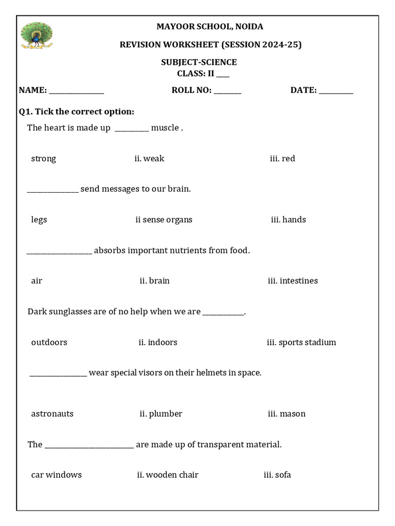 Science Revision Worksheet 1 | PDF
