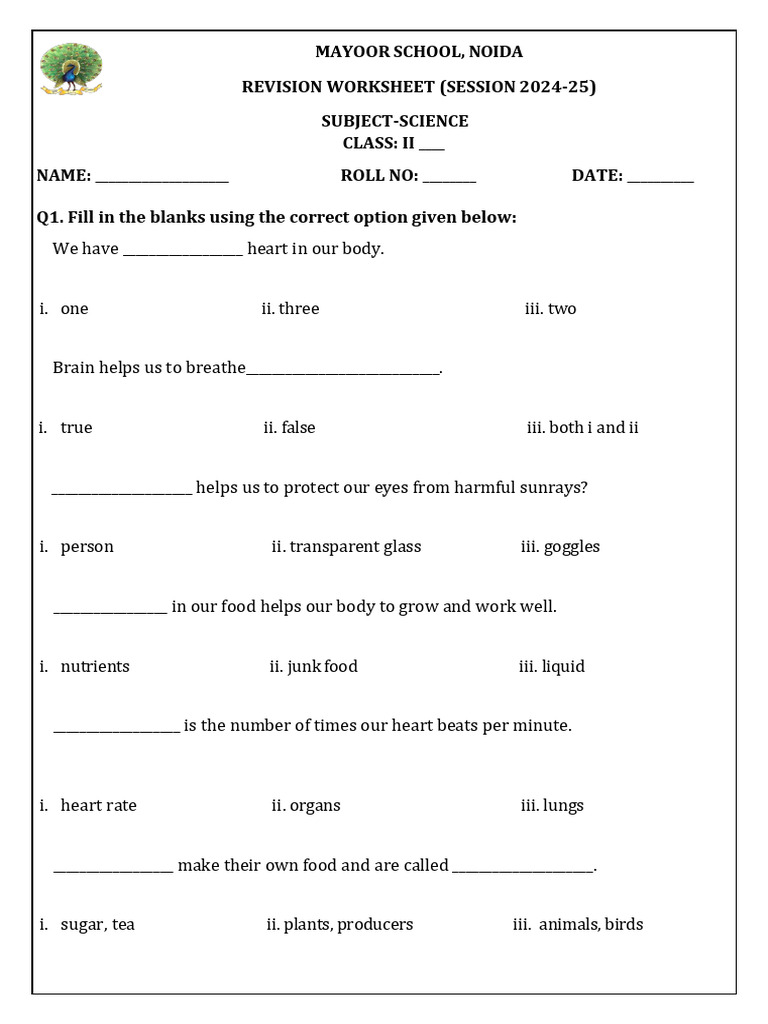 Grade 2 Science Revision Sheet | PDF