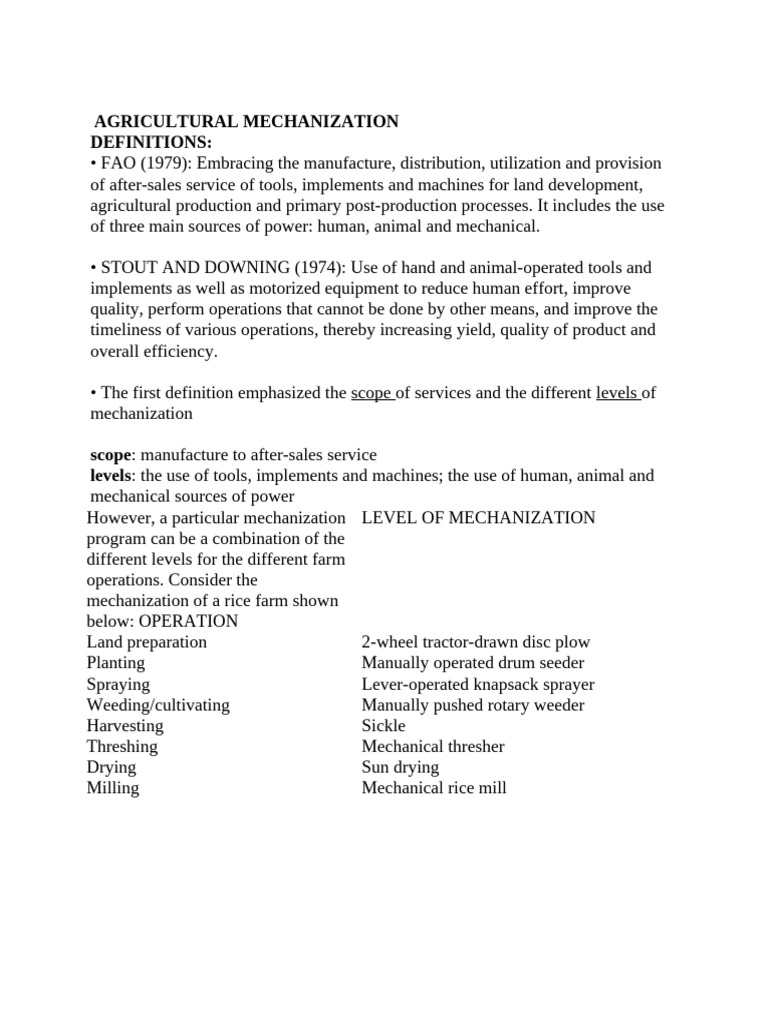 Agricultural Mechanization Overview | PDF