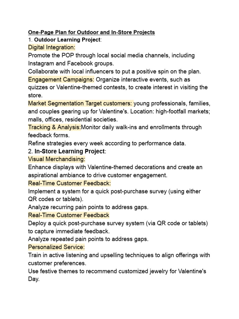 One-Page Plan for Outdoor and In-Store Projects - Priyanshi Kabra-RM ...