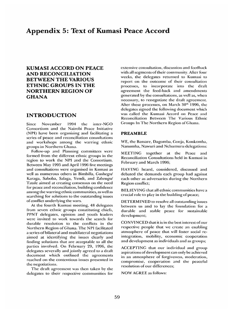 Kumasi Accord: Konkomba-Nanumba Peace | PDF | Justice | Crime & Violence