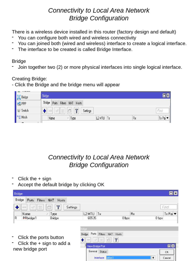 IIIA. Mikrotik Configuration - Bridge | PDF