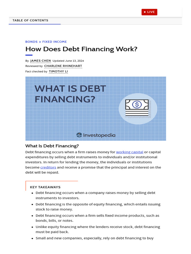 How Does Debt Financing Work | PDF | Debt | Cost Of Capital