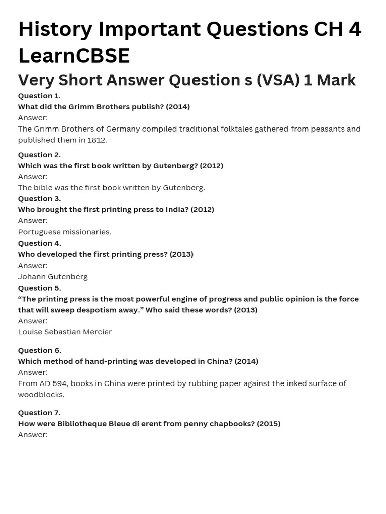 History Important Questions CH 5 LearnCBSE.pdf | PDF