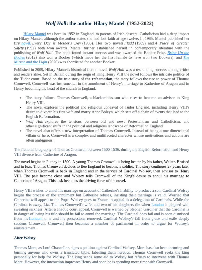 Hilary Mantel. Woolf Hall | PDF | Anne Boleyn
