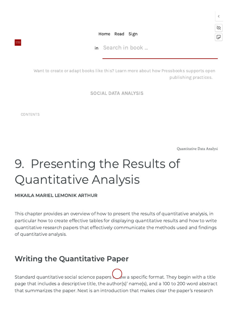 Presenting The Results of Quantitative Analysis - Social Data Analysis ...
