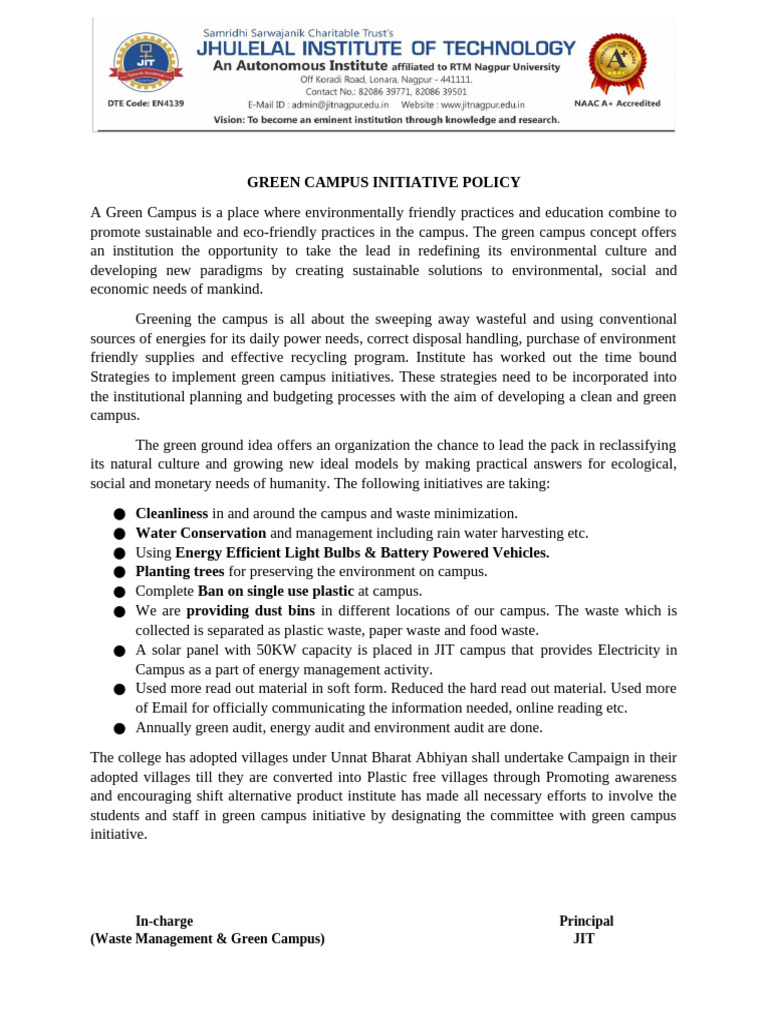 Green Campus Initiative Policy | PDF | Waste | Waste Management
