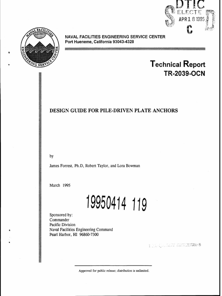 Design Guide For Pile Driven Anchors Us Navy | PDF | Anchor ...