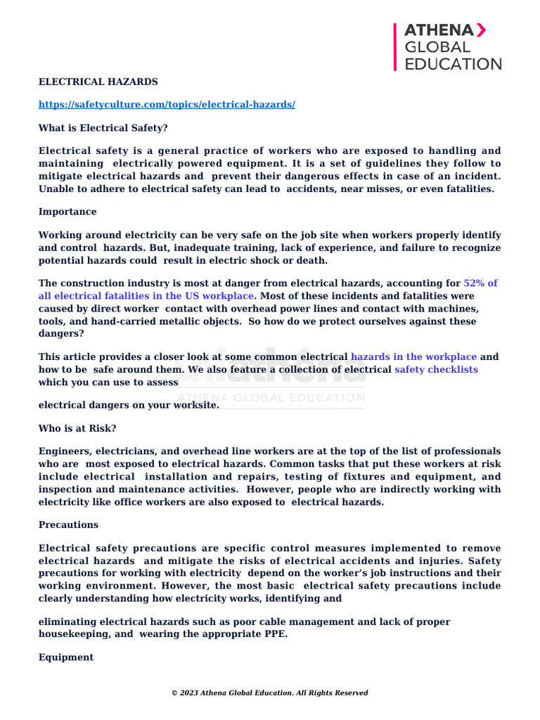 Module 2 - Electrical Hazards | PDF | Personal Protective Equipment | Insulator (Electricity)