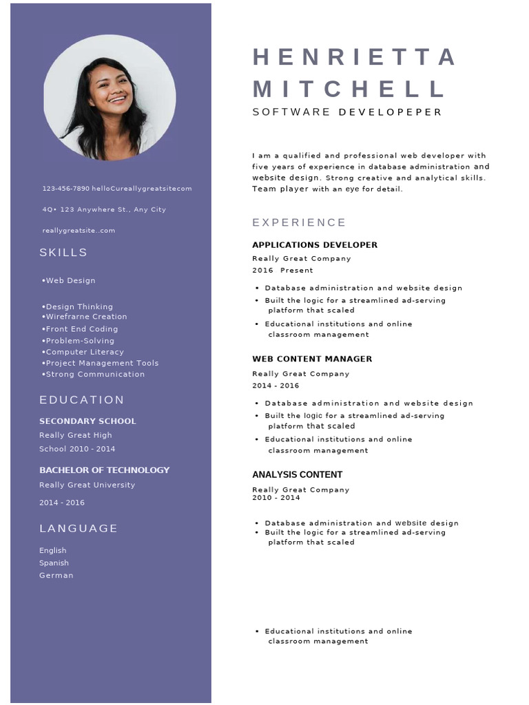 Software Developer Resume | PDF | Software | Information Management