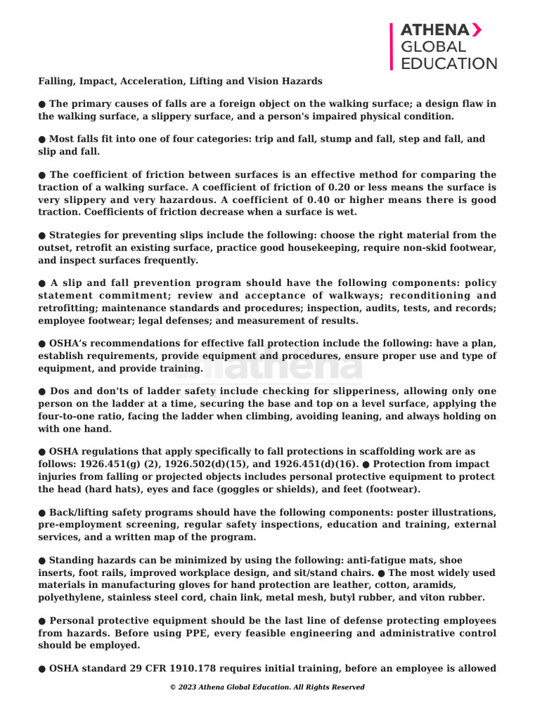 Module 2 - Falling, Impact, Acceleration and Lifting | PDF | Personal ...