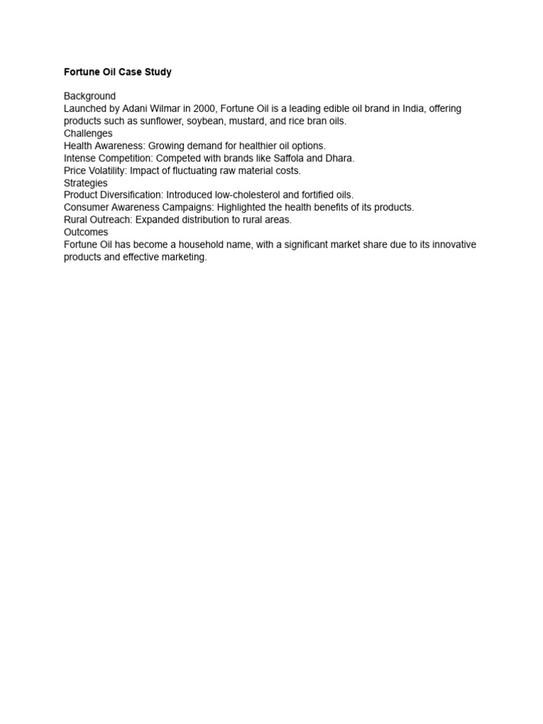 Fortune Oil Case Study | PDF