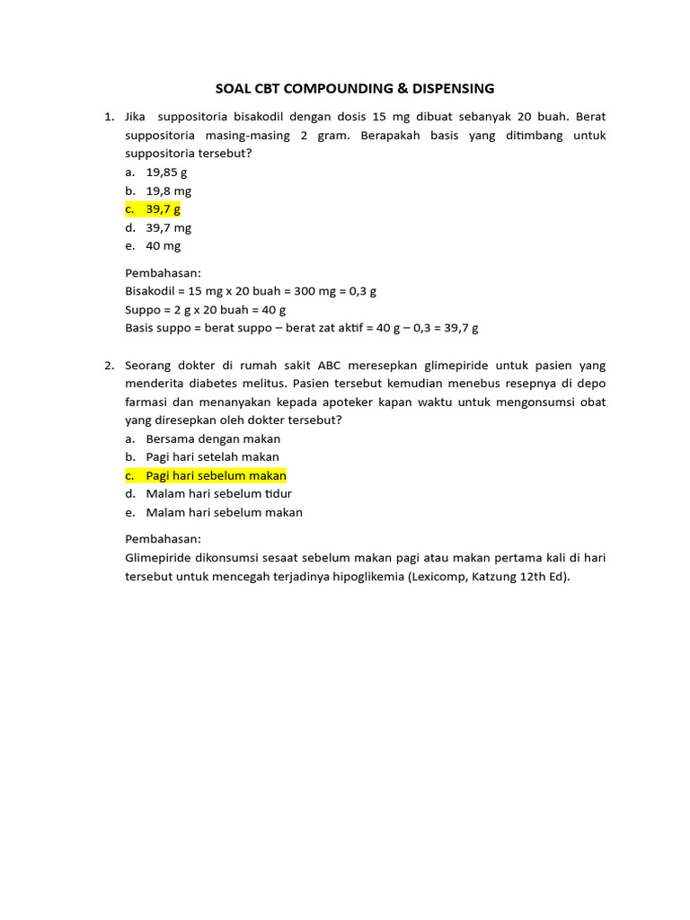 SOAL CBT COMPOUNDING | PDF