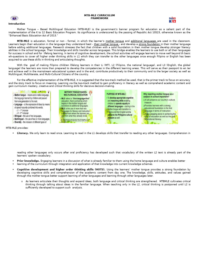 MTB Mle - Lesson 1-3-124846 | PDF | Second Language | Phonics