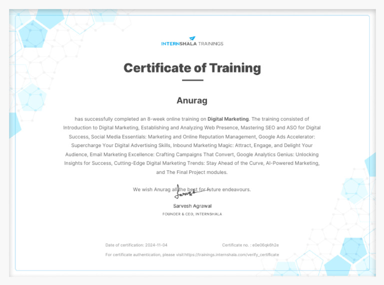 Digital Marketing Training - Certificate of Completion | PDF