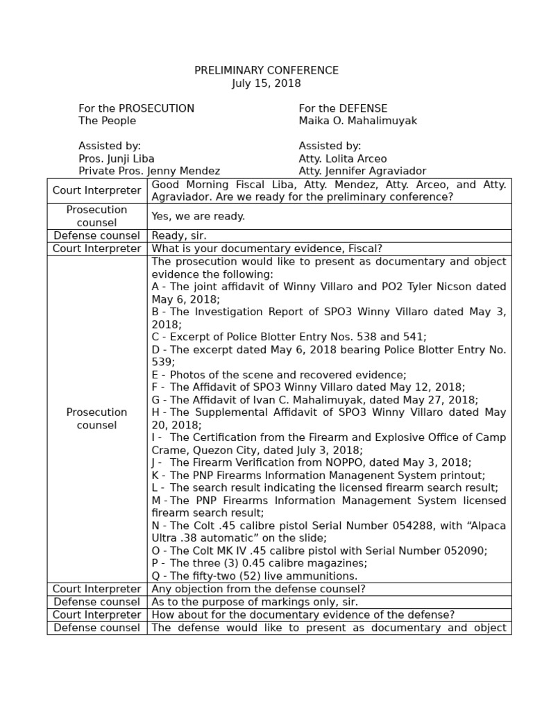 Preliminary Conference Pdf Criminal Law Legal Procedure