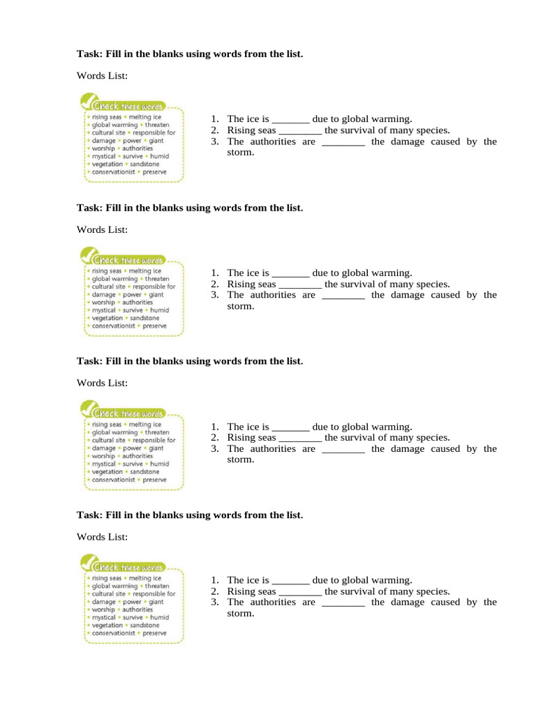 Fill in the Blanks: Climate Change Impact | PDF