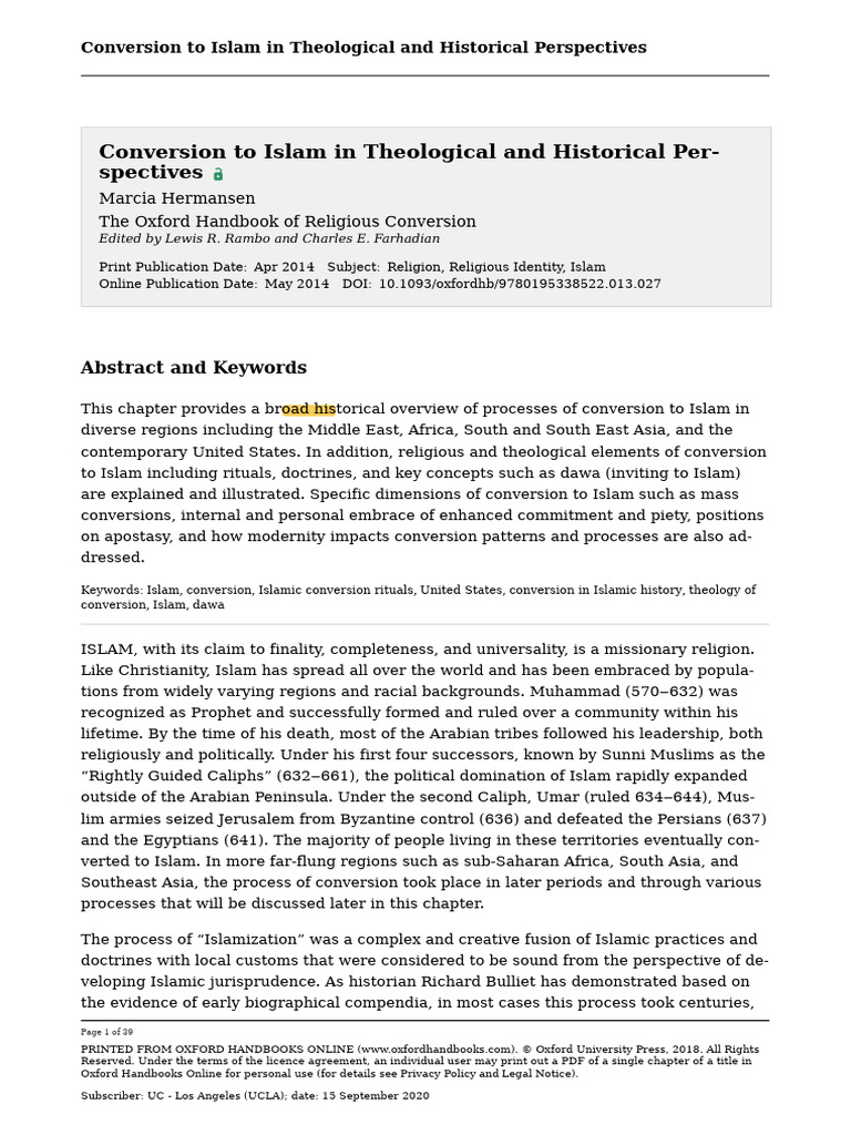 Hermanson-Conversion to Islam in Theological and Historical ...