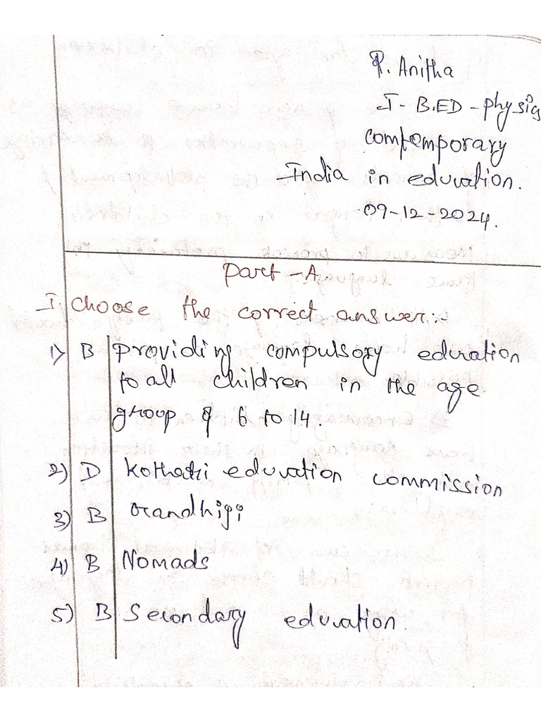 R.anitha (Physics) (Contemporary India in Education) | PDF