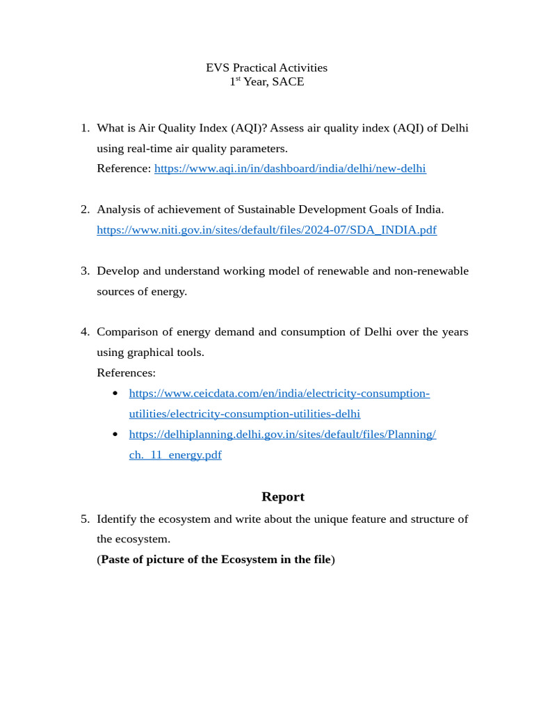 EVS Practical 1st Year | PDF