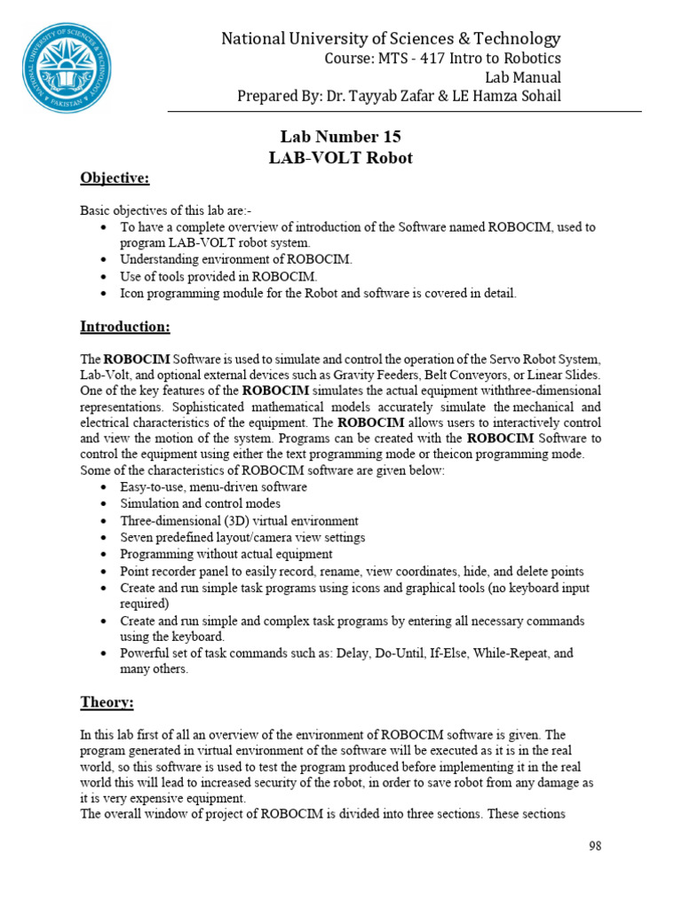 Physical Robot Lab 2 Pdf Simulation 3 D Computer Graphics