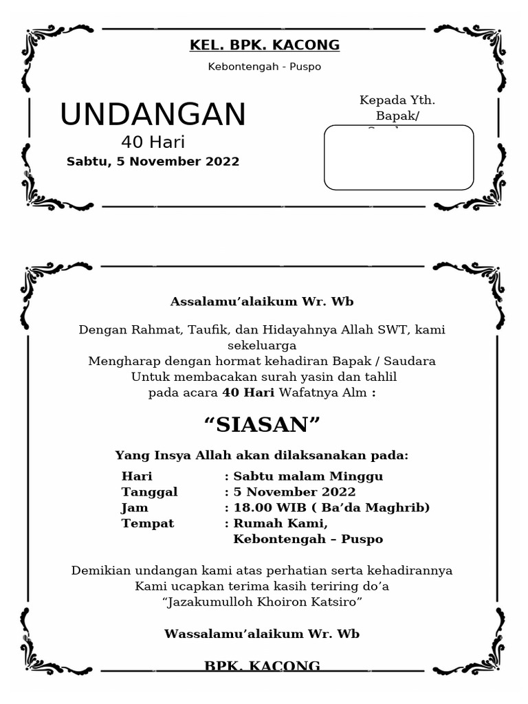 Undangan 40 Hari A4 | PDF