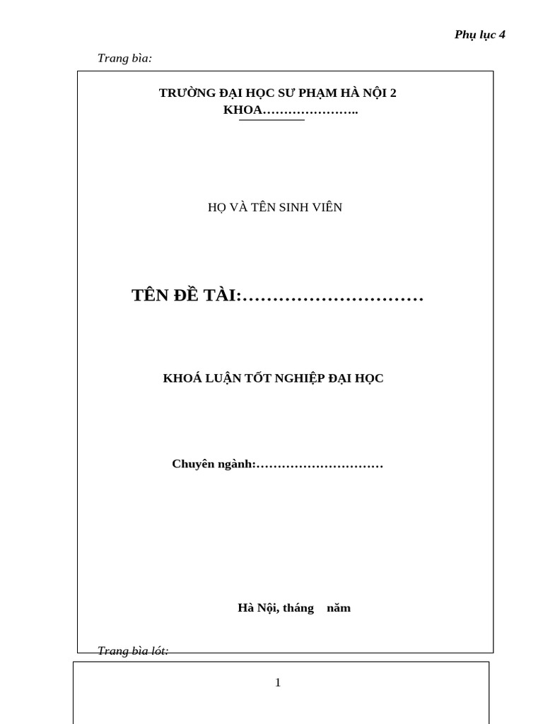 Phu Luc 4. Mau Bia KLTN | PDF