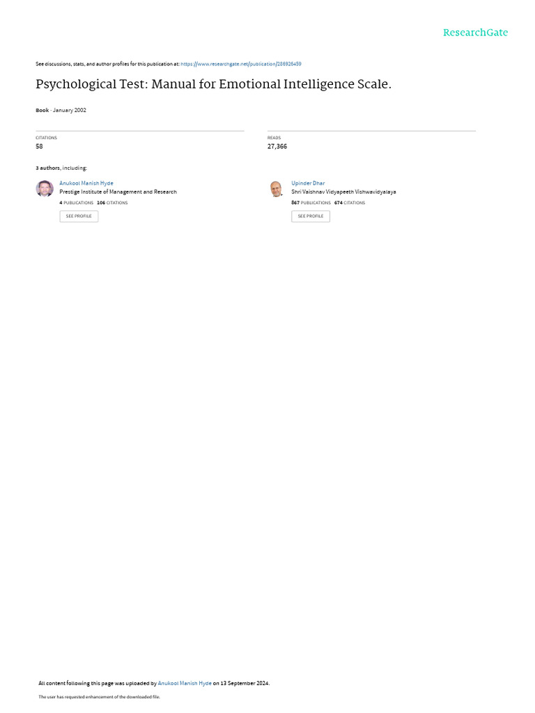 Emotional Intelligence Inventory | PDF