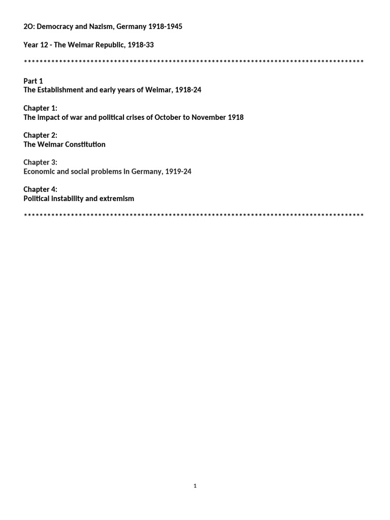2O Democracy and Nazism Germany Part 1 | PDF | Weimar Republic | Treaty ...