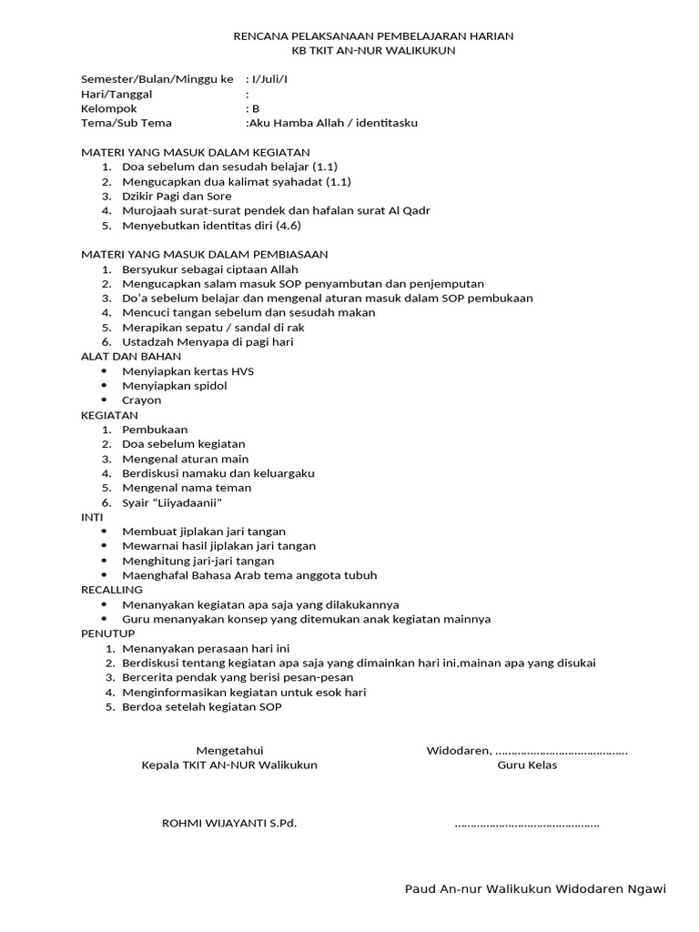 rpph kel B SMTR 1 | PDF