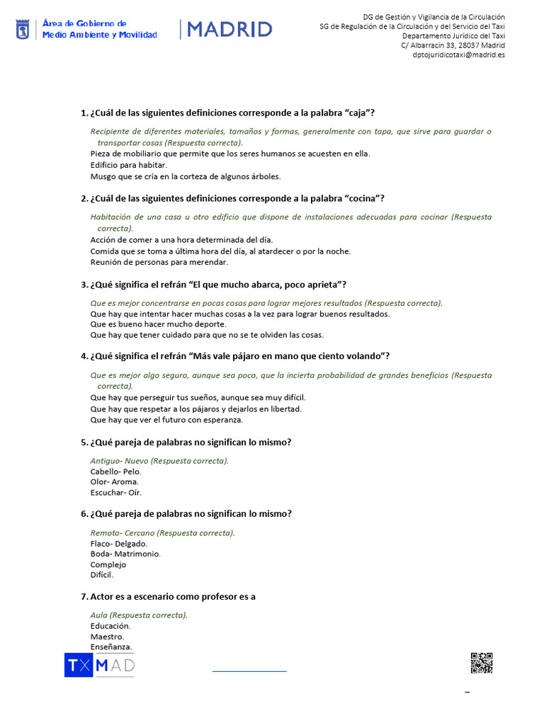 Muestra Preguntas Lengua Castellana V.1.0 | PDF