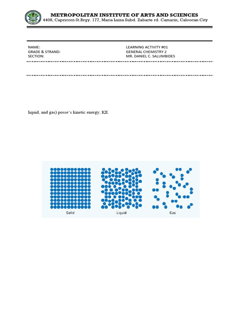 CHEMISTRY-Q1M1 | PDF | Intermolecular Force | Chemical Polarity