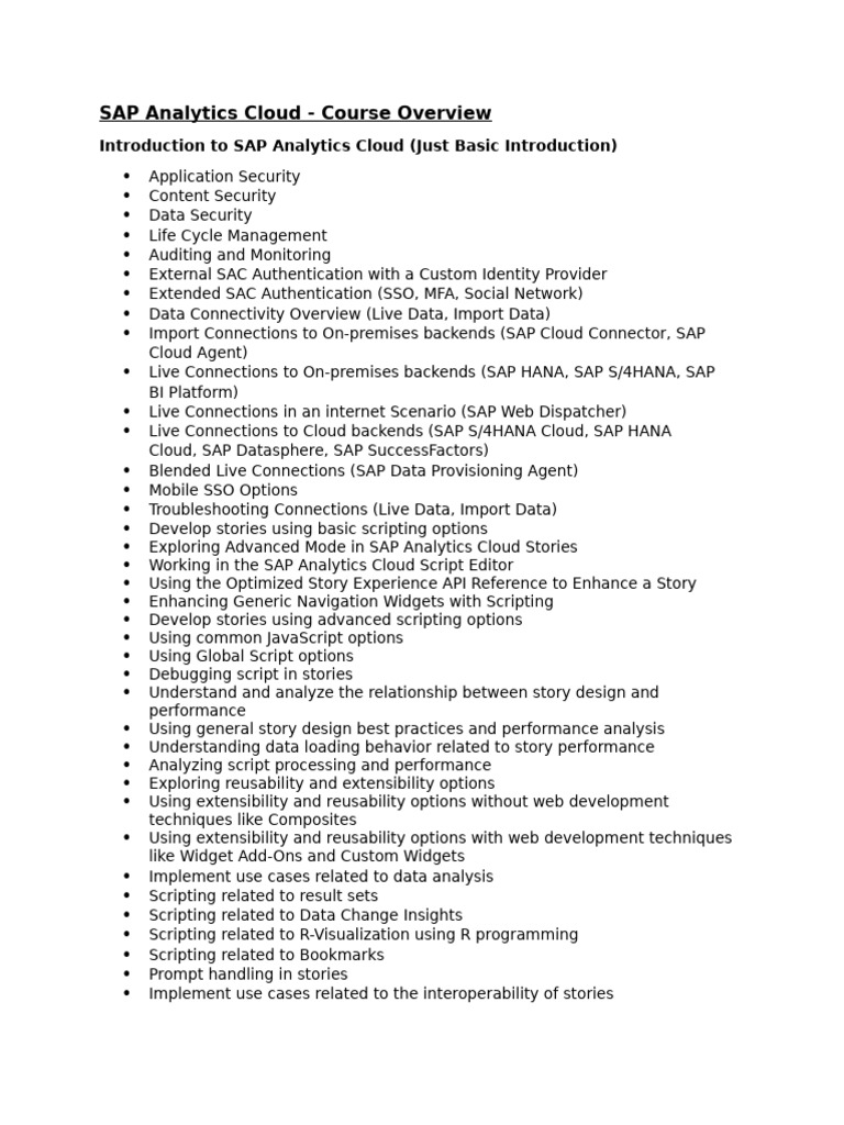 SAC - Course Overview | PDF | Forecasting | Web Development