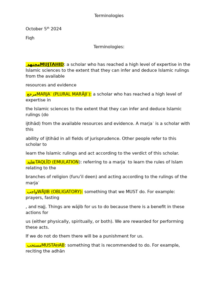 Key Islamic Terminologies Explained | PDF | Theocracy | Islamic ...